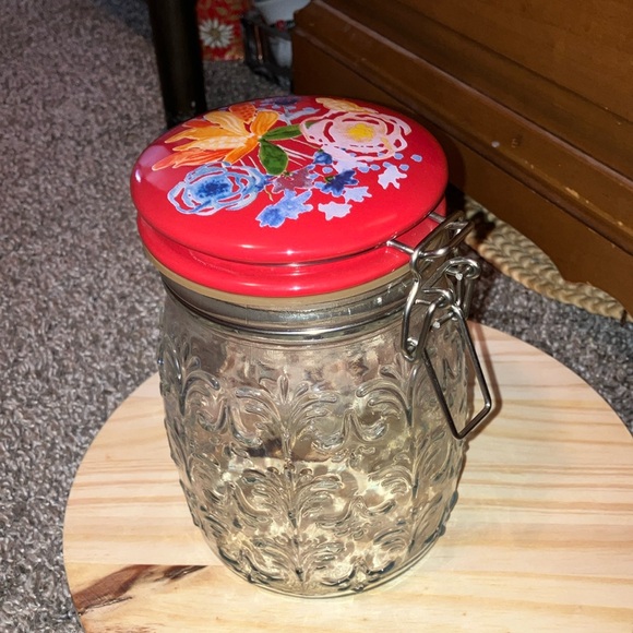 The Pioneer Woman Kitchen The Pioneer Woman 6 Floral Glass Jar Red